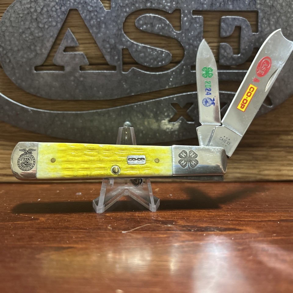 Case XX 2024 Commemorative 4-H FFA CO-OP Yellow Bone Handle 2 Blade ...