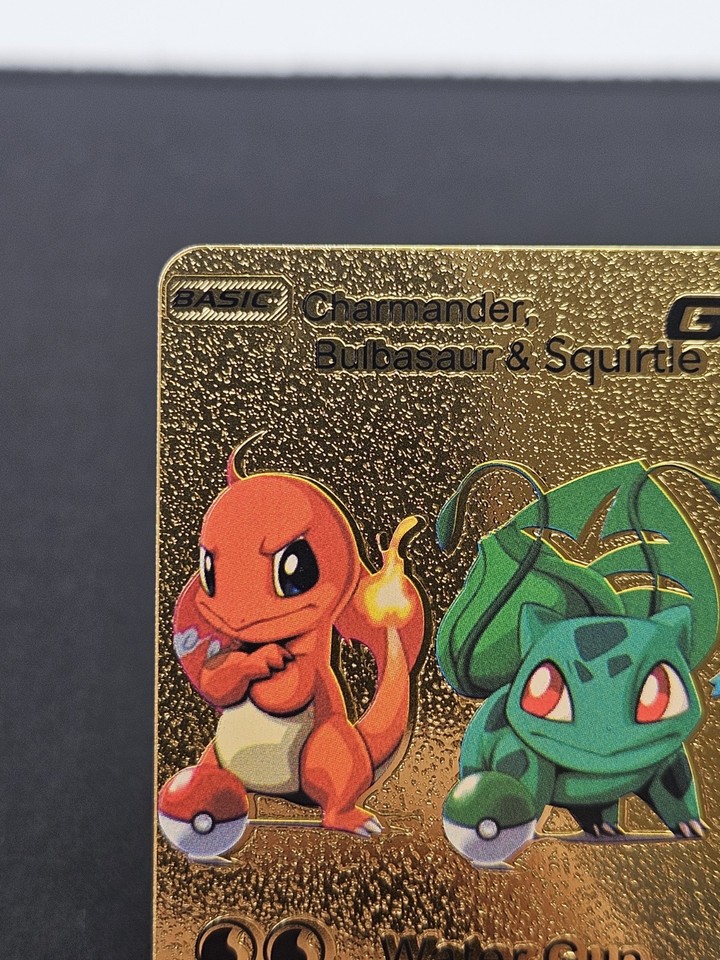 Pokémon Gold Foil Card HP 140 Basic Charmander, Bulbasaur & Squirtle ...