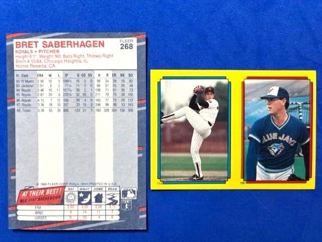 MLB - Bret Saberhagen 1988 Fleer & 1988 Topps Super Star Sticker Back ...