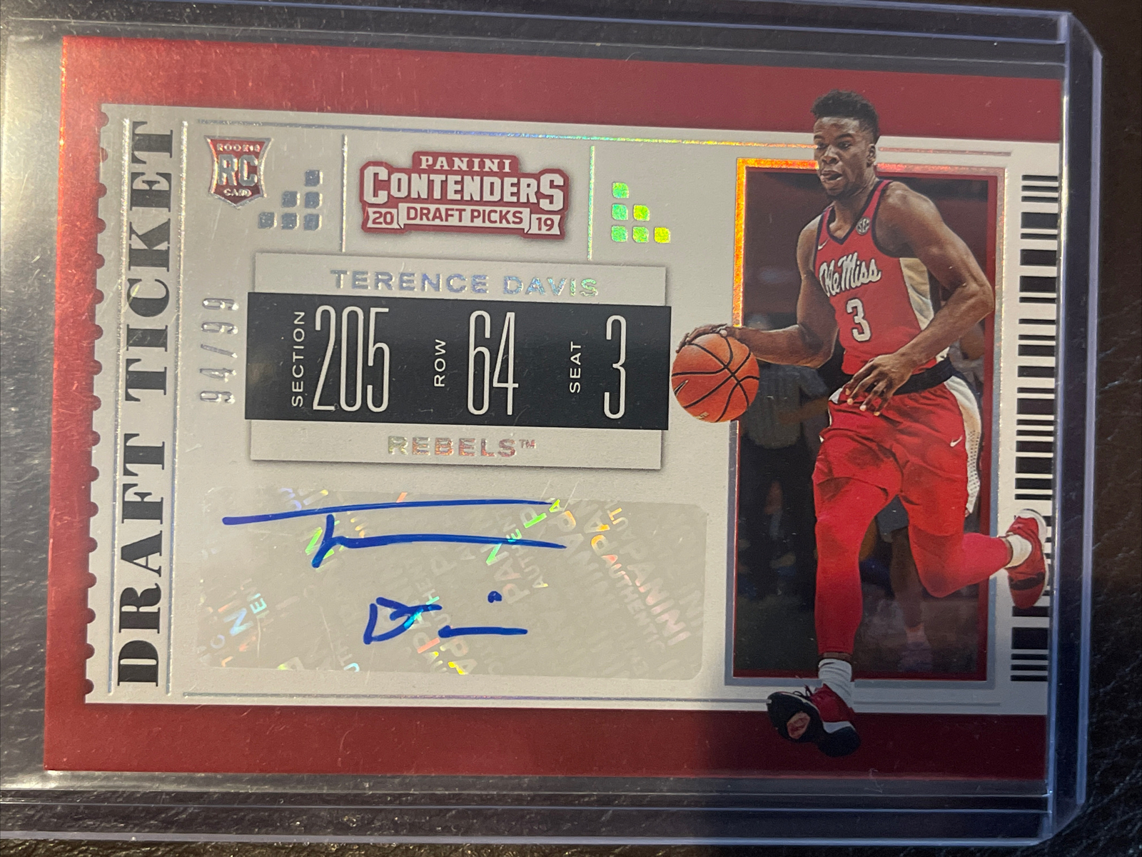 2019 Contenders Draft Picks Terence Davis RC Draft Ticket Auto 94/99 ...