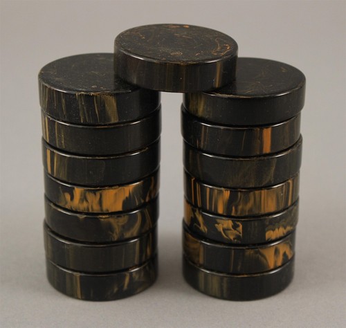 14 Vintage Catlin Black & Yellow Marbled Swirl Bakelite Backgammon ...