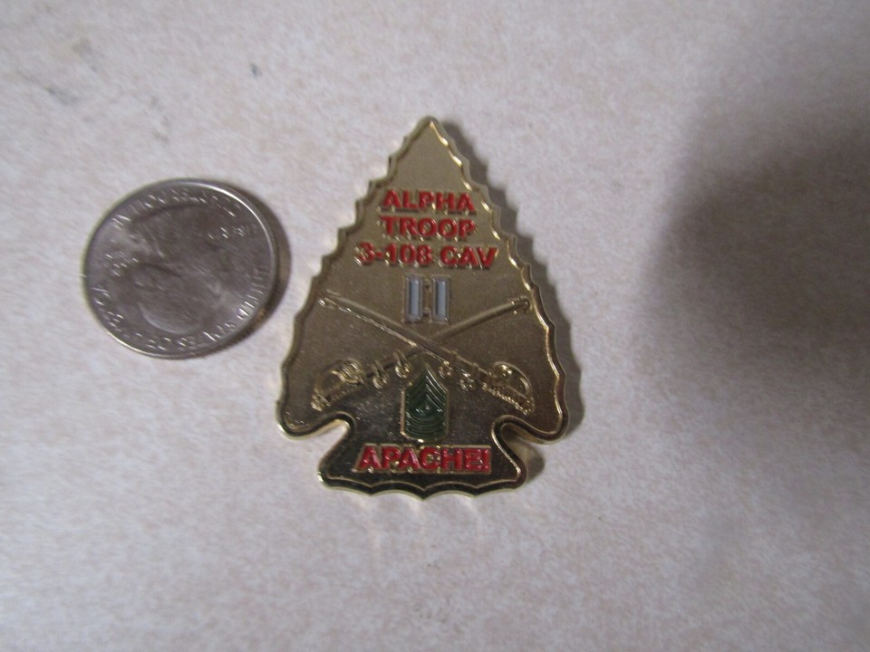 CHALLENGE COIN 3-108 CAVALRY ALPHA TROOP APACHE CAPTAIN FIRST SERGEANT ...