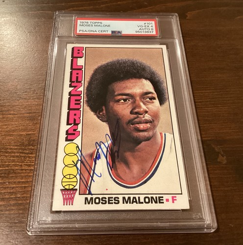 1976 Topps #101 Moses Malone 2nd YR Signed/Auto HoF PSA Grade 4/8 (POP ...