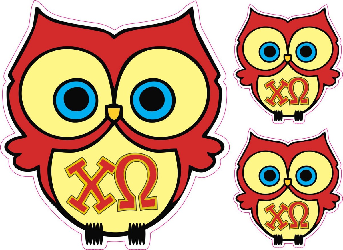 Chi Omega Owl Logo Chi Omega 6X9 Notebook: Chi Omega Red Background
