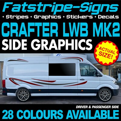 to fit VW CRAFTER MK2 LWB GRAPHICS STICKERS DECALS STRIPES CAMPER VAN ...