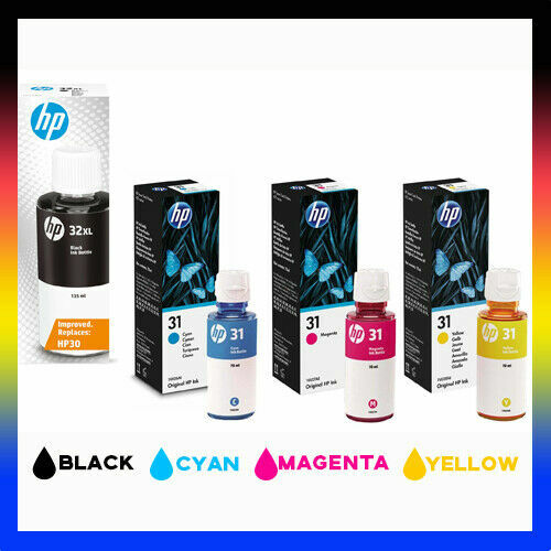 4x HP Genuine 32XL BK HP 31 C/M/Y Ink Refill Set for Smart Tank 450/455 ...