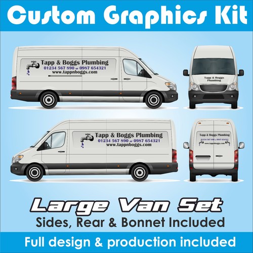 Custom Vehicle Graphics Kit for a LARGE VAN - Decals - Lettering - Sign ...
