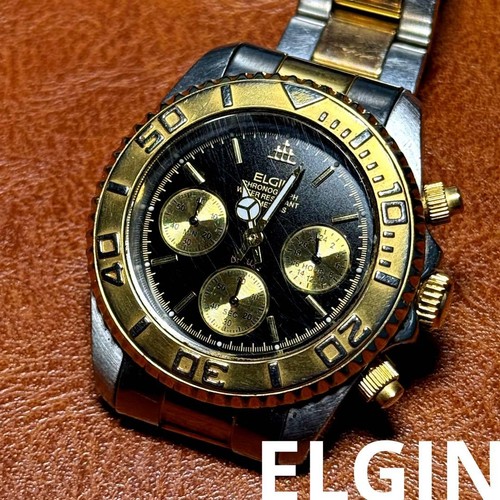 Elgin Chronograph Watch Silver-Gold Combo Fully Working Used Battery | eBay