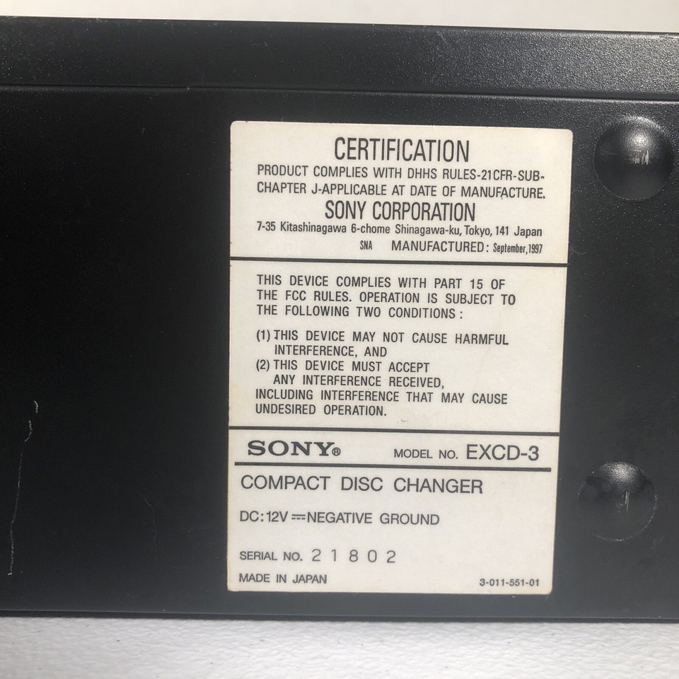 UNTESTED Sony CDX-52 & EXCD-3 10 Disc CD Changer System With RM-X57 ...