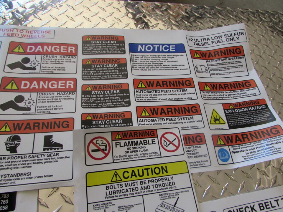 MORBARK WOOD CHIPPER SAFETY DECAL KIT FOR MULTIPLE CHIPPER MODELS | eBay