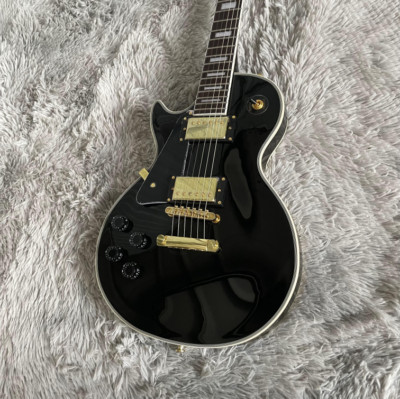 Custom LP Left-handed Electric Guitar Black HH Pickups Gold Hardware ...