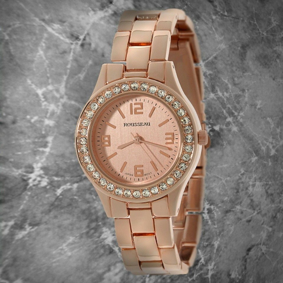 NEW Rousseau 9056 Women's Rene Collection Rosegold Classic Ladies Sleek ...