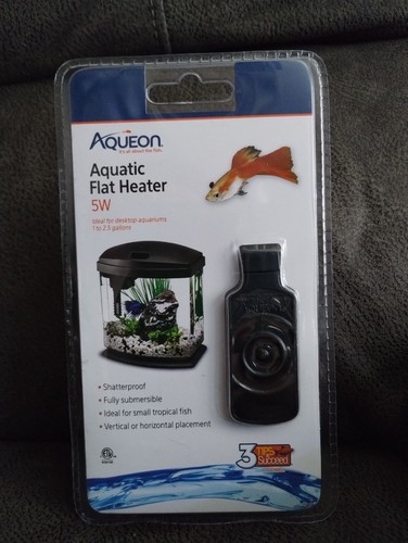 Aqueon Submersible Aquatic Flat Heater Mini Up to 2.5 Gallons, Black, 5 ...
