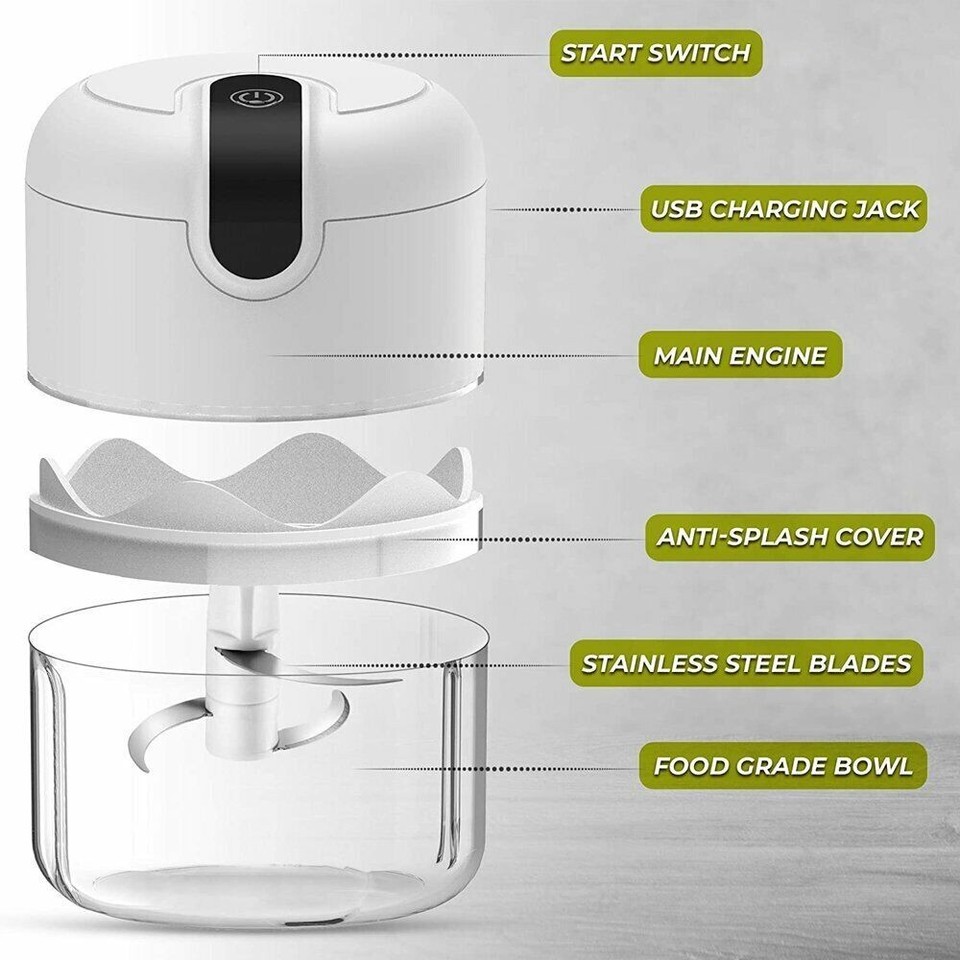Electric Garlic Grinder Chopper Press Masher Vegetable Food Fruit Meat ...