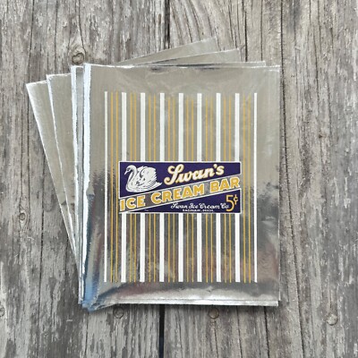130 WHOLESALE 1950s Original SWAN'S ICE CREAM BAR Silver Foil Wrappers ...