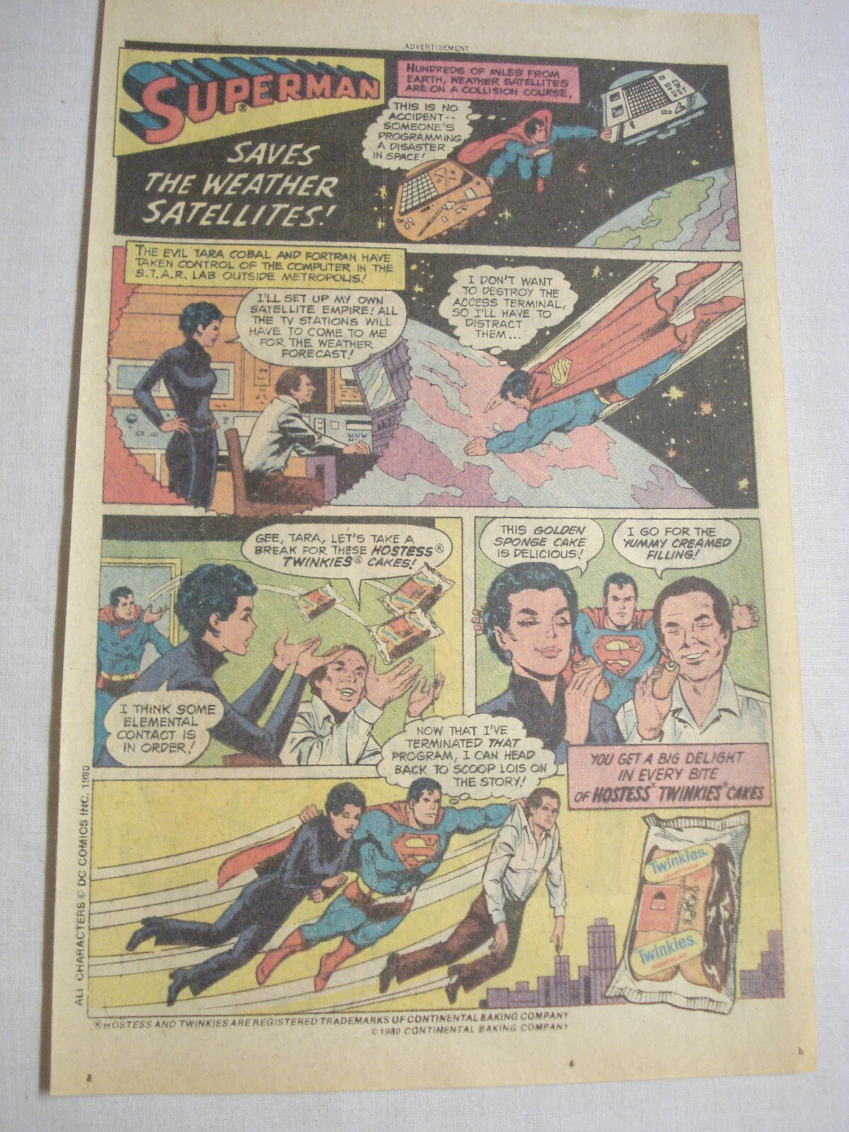1981 Hostess Twinkies Ad Superman Saves the Weather Satellites! | eBay