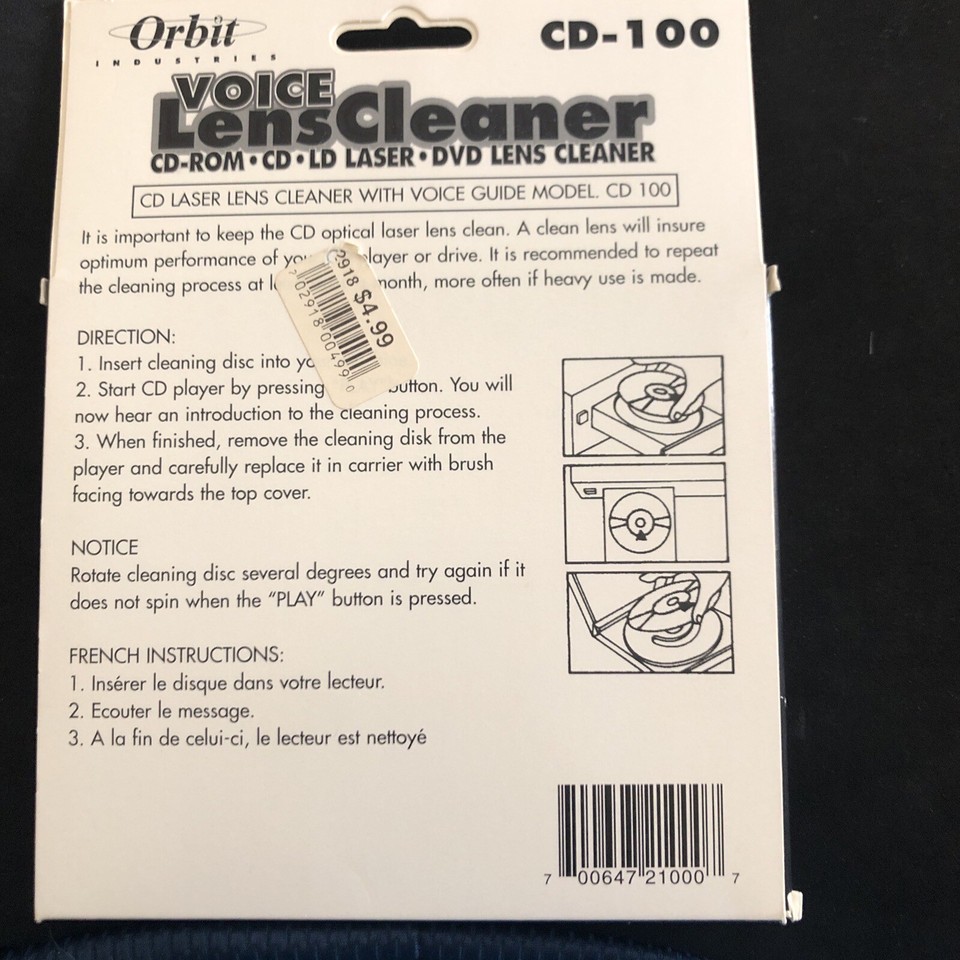 ORBIT CD Lens Cleaner CL-100 Multimedia Accessories Voice Guide System ...