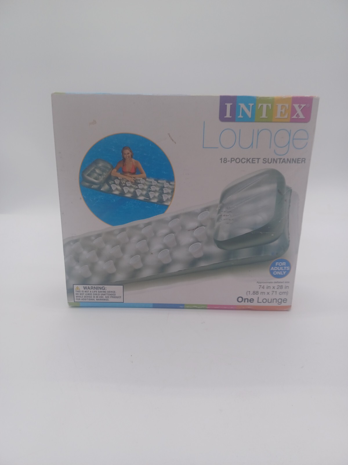 New Intex 18 Pocket Adult Size Inflatable Pool Lounge Sunshine Silver ...