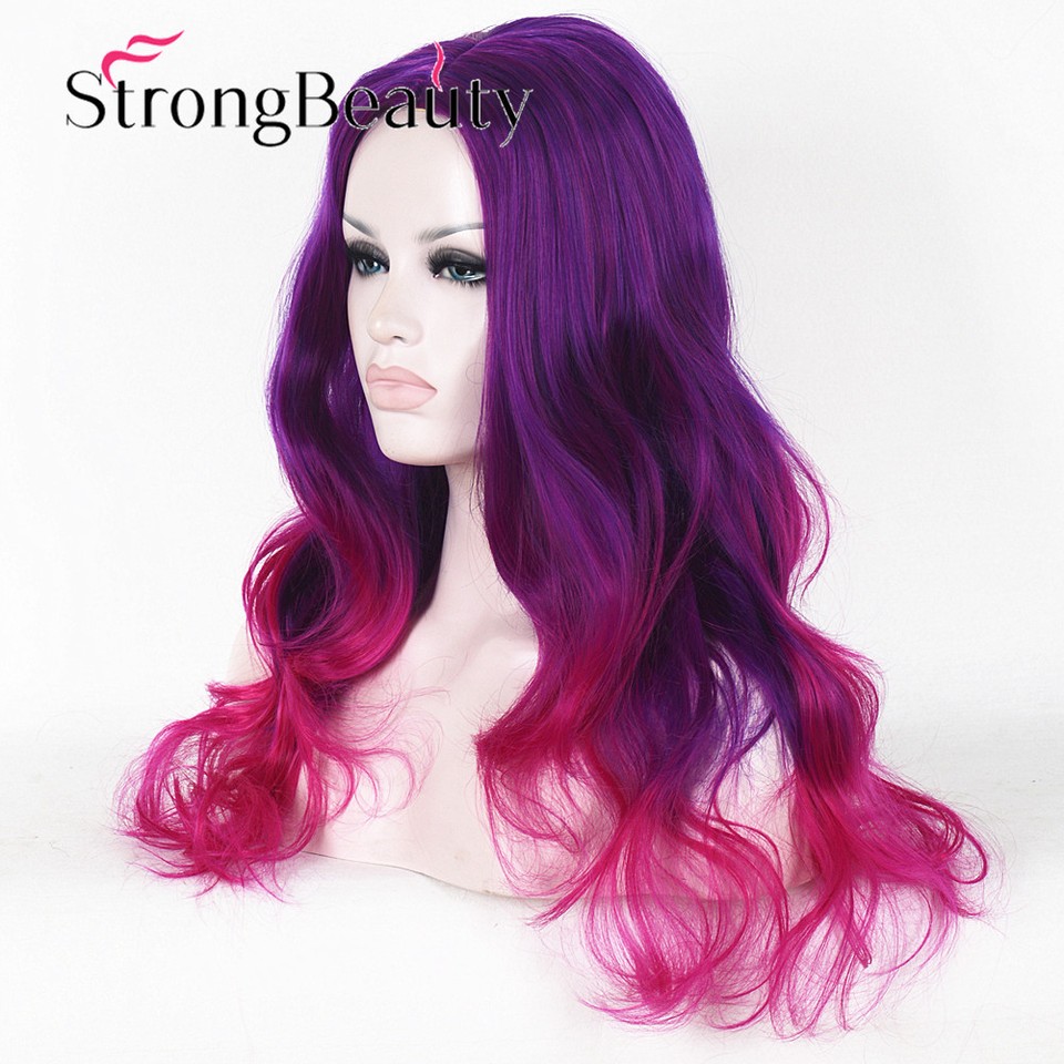 StrongBeauty Gradient Purple Hair Synthetic Long Wavy Cosplay Wigs | eBay