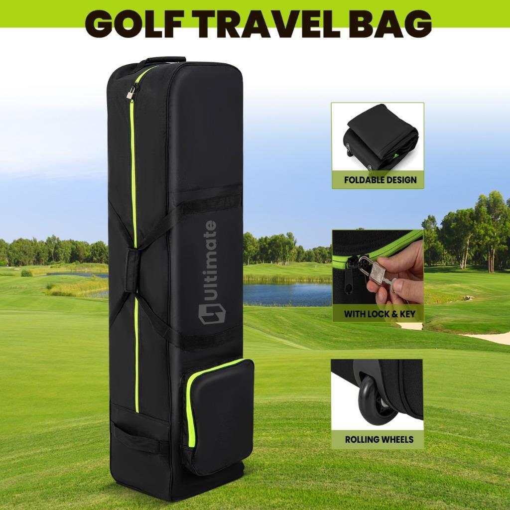 Golf Clubs Storage Travel Bag Transportation Protection Cover on Wheels ...