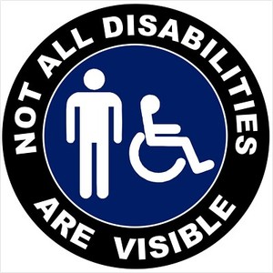 Not All Disabilities Are Visible Aluminium WHITE METAL Sign,Door,Notice ...