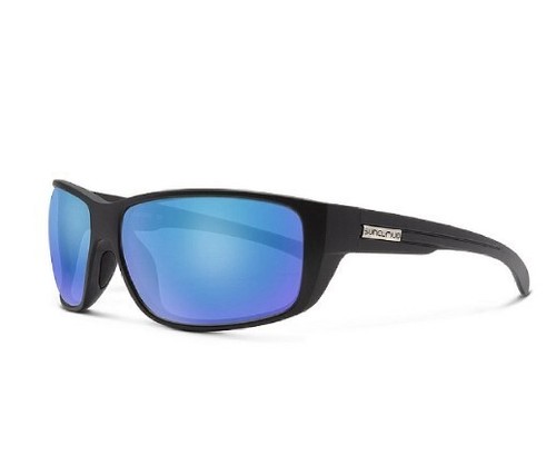Suncloud Mens Black Frame Sunglasses –Blue Polarized Mirrored Lens–S- S ...
