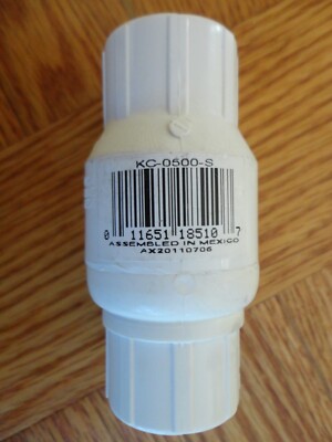 KBI 1/2" Slip x 1/2" Slip PVC Spring Check Valve KC-0500-S PVC-II .5 ...