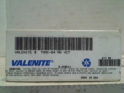 VALENITE VC7 GRADE CARBIDE INSERTS QTY: 5 PIECES TNMC-64NG | eBay