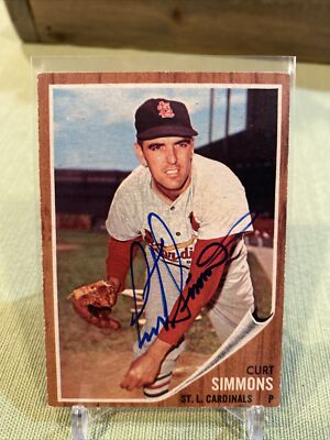 Autographed Signed Curt Simmons 1962 Topps St Louis Cardinals #285 ...