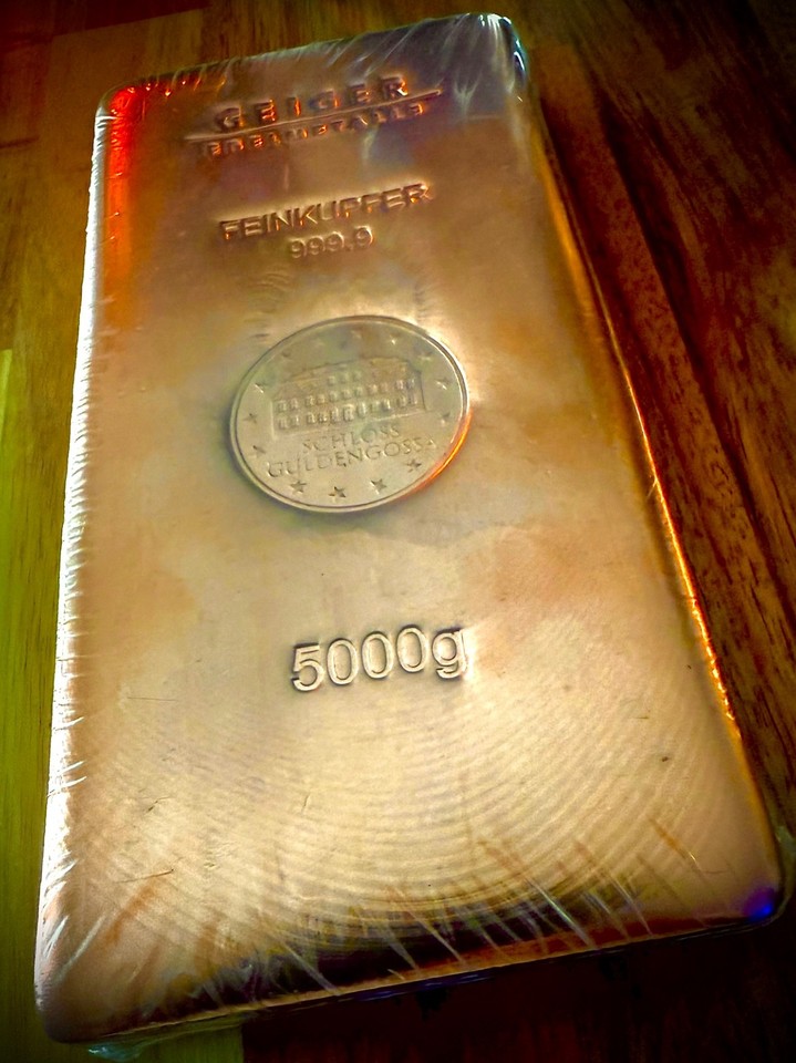 5kg Geiger Edelmetalle Copper Bar 999.9 Fine Cu Bullion Sealed 5000g ...
