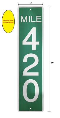420 Mile Marker Sign With Holes Reflective Aluminum 17”x4” | eBay