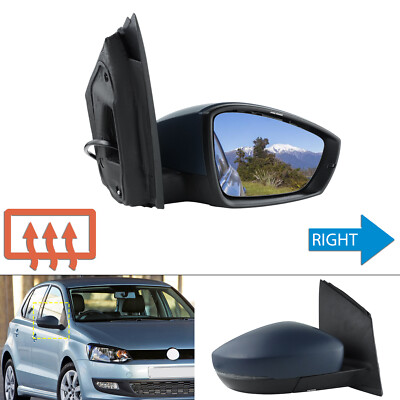 Right Electric Primed Wing Door Mirror Heated O/S For VW Polo MK5 6R 6C ...