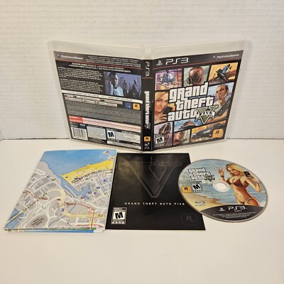 Grand Theft Auto V GTA 5 (PlayStation 3, 2013) PS3 Complete CIB w Map ...