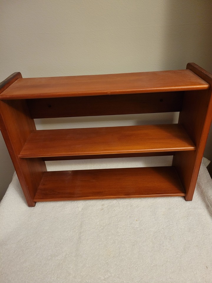 VINTAGE STAINED WOOD SHELF 15''X4.5'' WALL MOUNT OR FREE STANDING ...