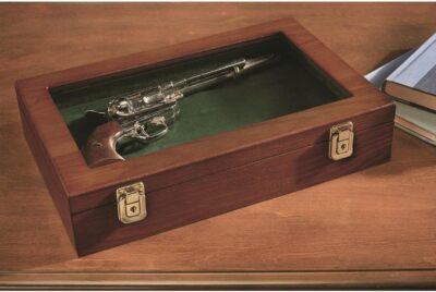 Gun Display Case Wood Handgun Pistol Revolver Glass Lock Knife Shadow ...