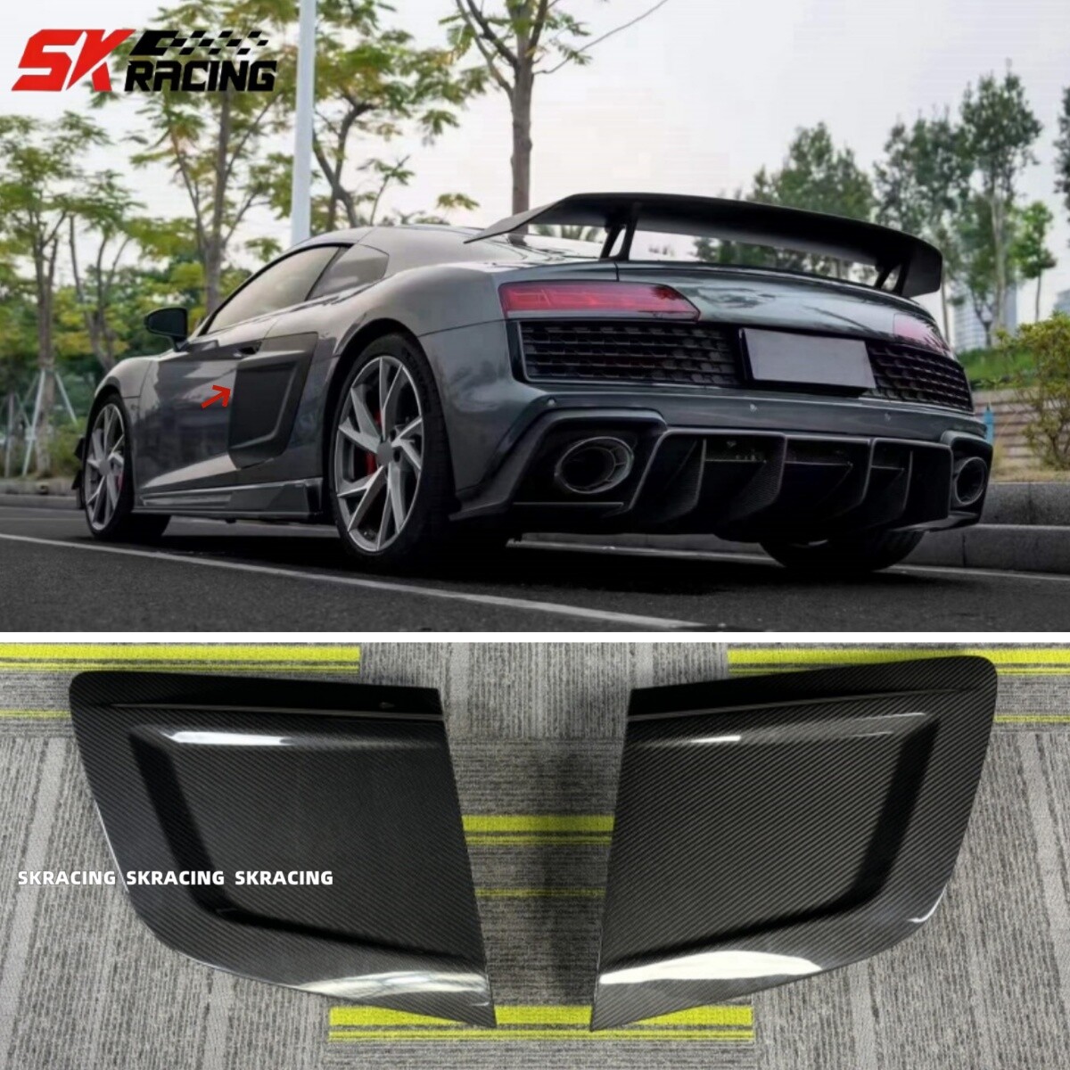 Dry Carbon Fiber Door Fenders Side Blade Panel Trims For 2020-2023 Audi ...