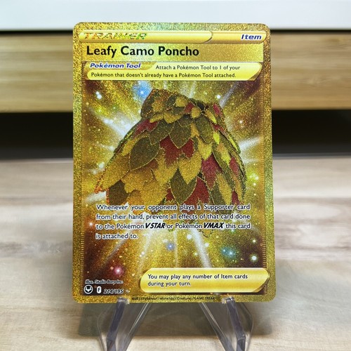 Pokemon - Silver Tempest - Leafy Camo Poncho - Gold Secret Rare - 214/ ...