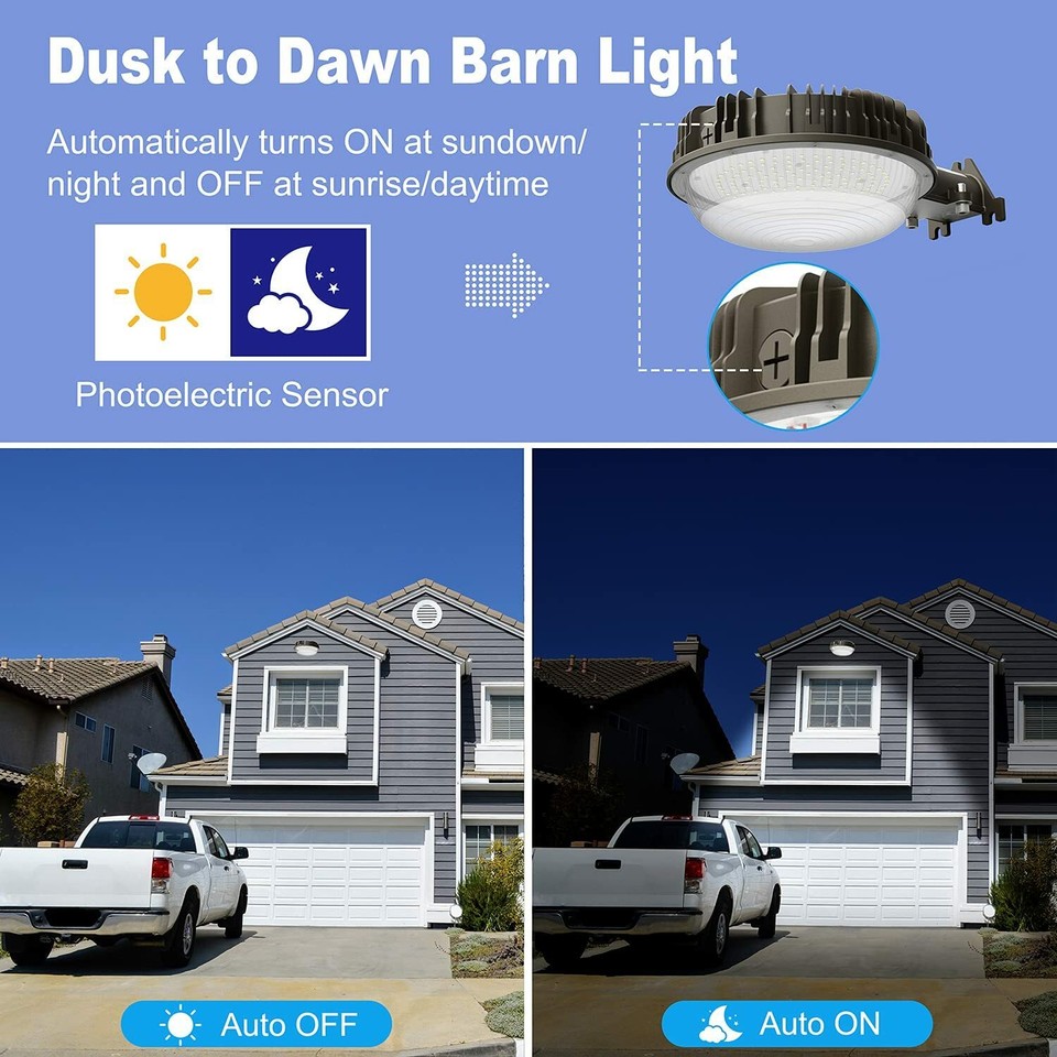100 Watt LED Dusk Dawn Barn Light & Photocell Sensor Conduit Wall Mount ...