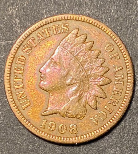 1908 P Indian Cent Penny near Uncirculated beautiful reddish color Semi ...