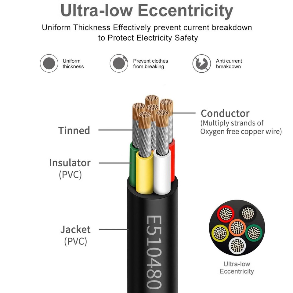 14 Gauge 6 Conductor Electrical Wire 50FT UL 2464 14 AWG 6 Wire Cable ...