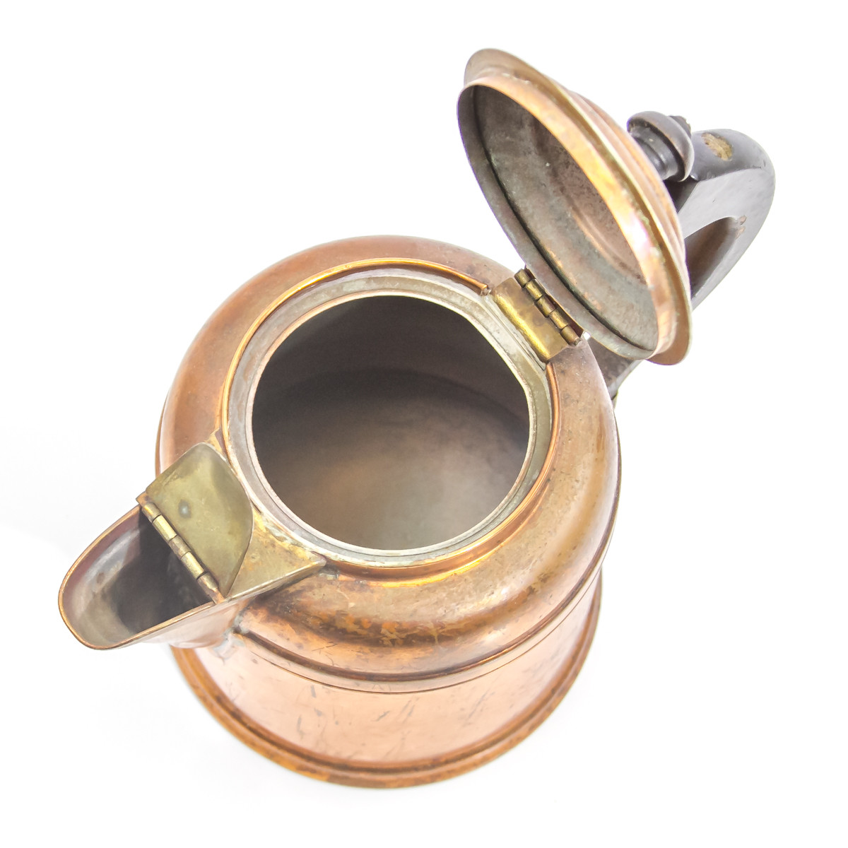 VINTAGE ESTATE ROME METAL WARE COPPER FINISH TEA POT W/ WOOD HANDLE 6.5 ...