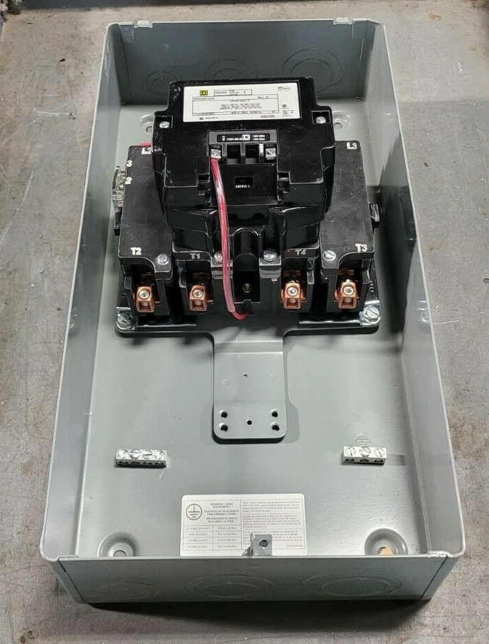 NEW SQUARE D SIZE 3 ENCLOSED CONTACTOR 600 VAC 120 V COIL 4 POLE 50 HP ...