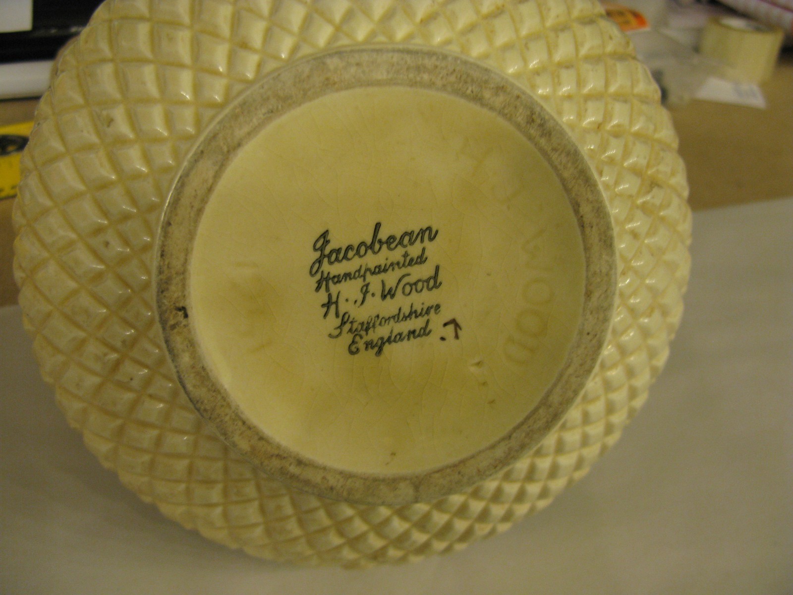 Unusual Vintage Retro H.J Wood Pottery Jacobean Hand Painted Handled ...