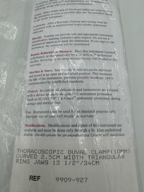 Scanlan Thoracoscopic Duval Clamp, Curved 9909-927 NEW!!! | eBay