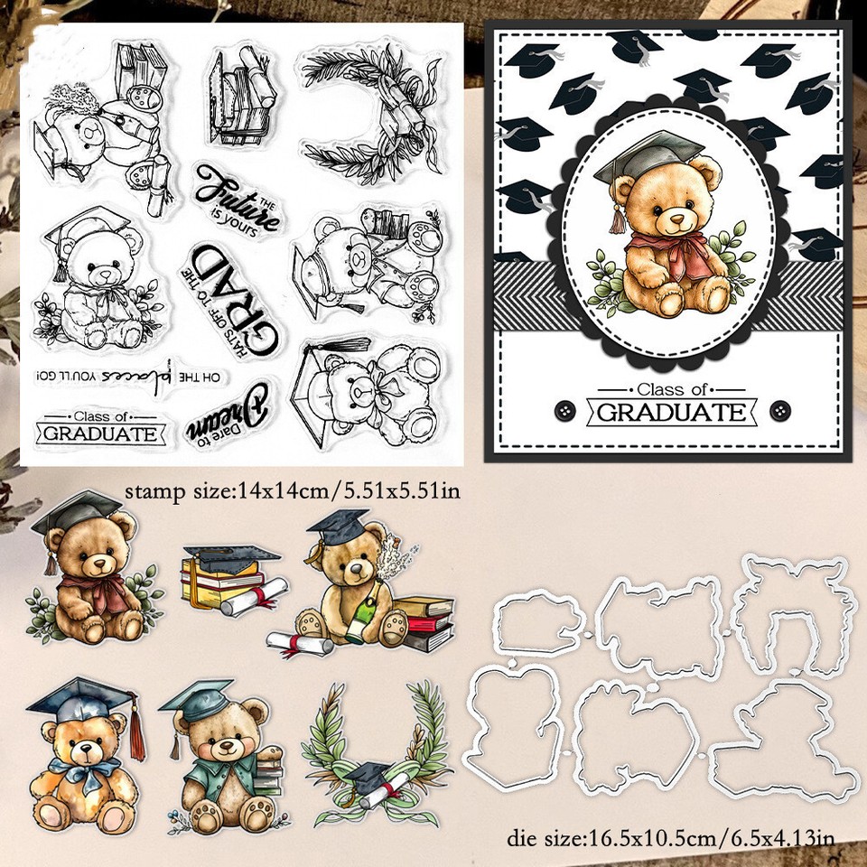 Graduation Grad Metal Cutting Dies Clear Stamps Set Card Making ...