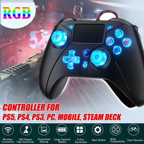 Wired LED Controller For Playstation 5 PS5 / PC/Steam RGB Gamepad ...