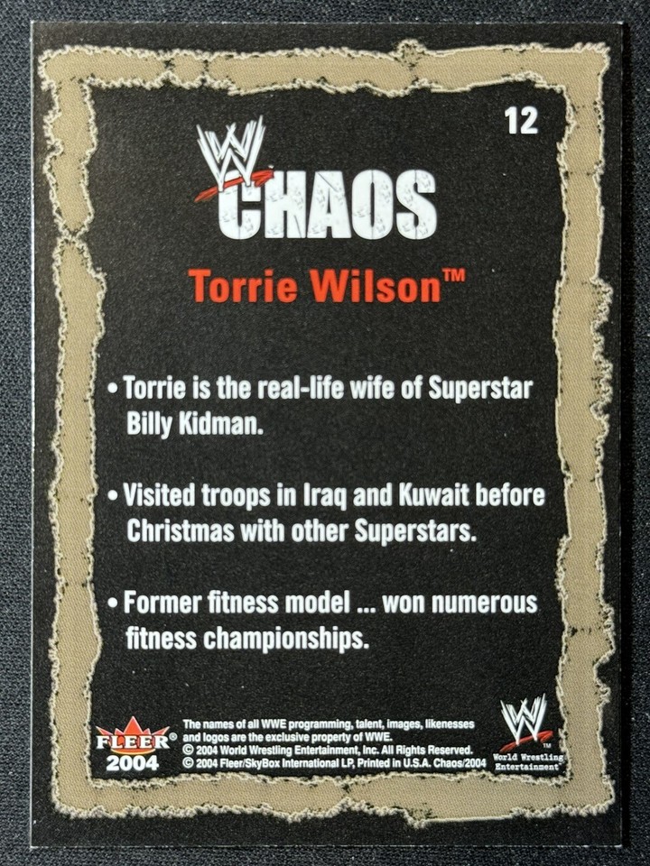 TORRIE WILSON 2004 Fleer Chaos WWE Silver Pro Wrestling DIVINE DIVAS ...