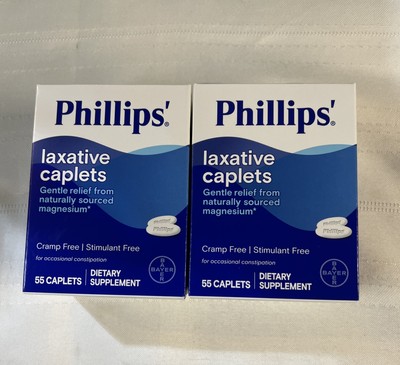 TWO 55ct Phillips Laxative Caplets by Bayer 110 Total EXP 6/26 | eBay