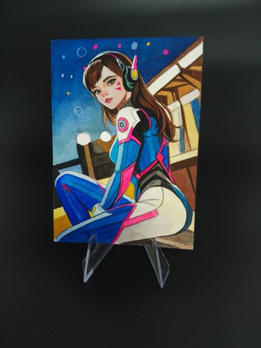 Overwatch D.VA Hand drawn artist's signature Sketch Card | eBay