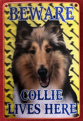 DOG BREED 3D DIMENSION SMALL SIGN BEWARE COLLIE LIVES HERE DOG SIGN ...